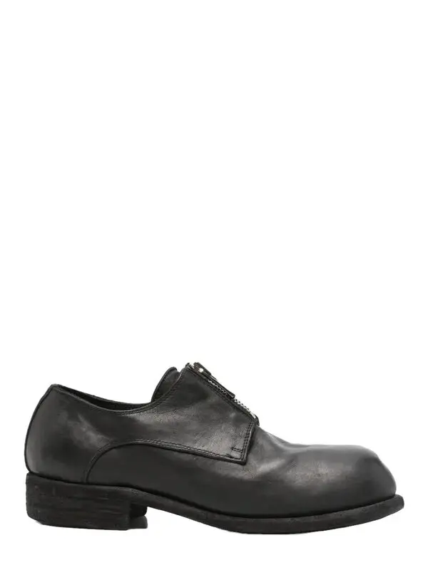 Guidi Zip Derby Shoes - Black