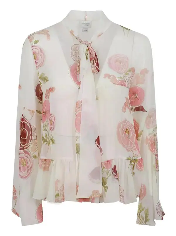 Giambattista Valli Floral-print Silk Blouse - White