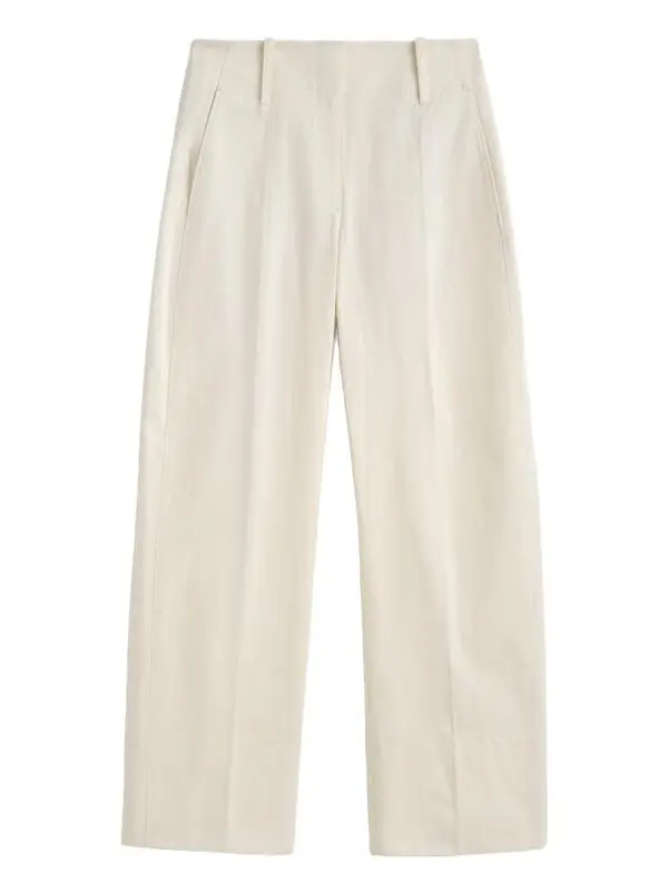 Cos Barrel-leg Pima Cotton Blend Pants - White