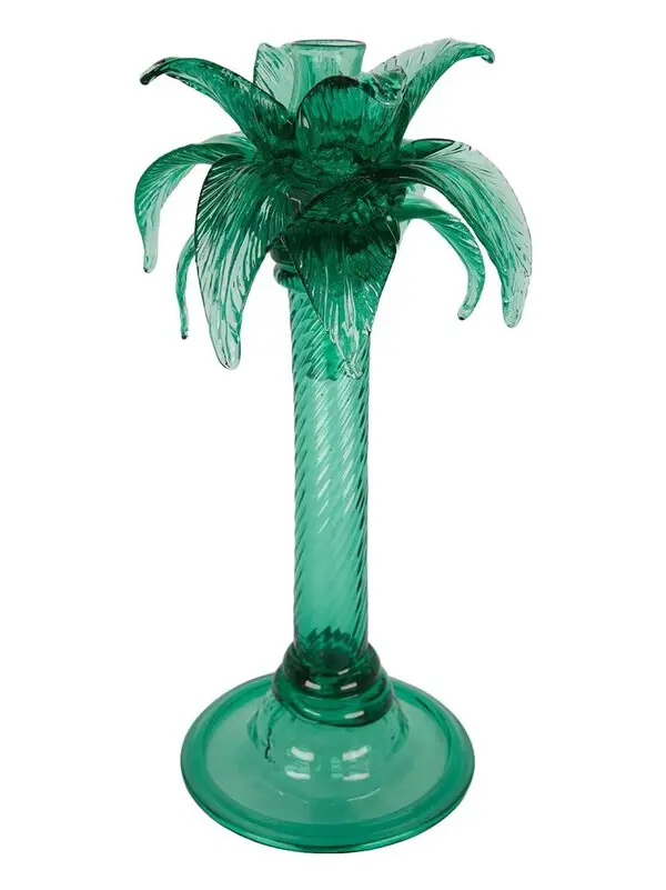 GORDIOLA Palm Tree Glass Candelabra - Green