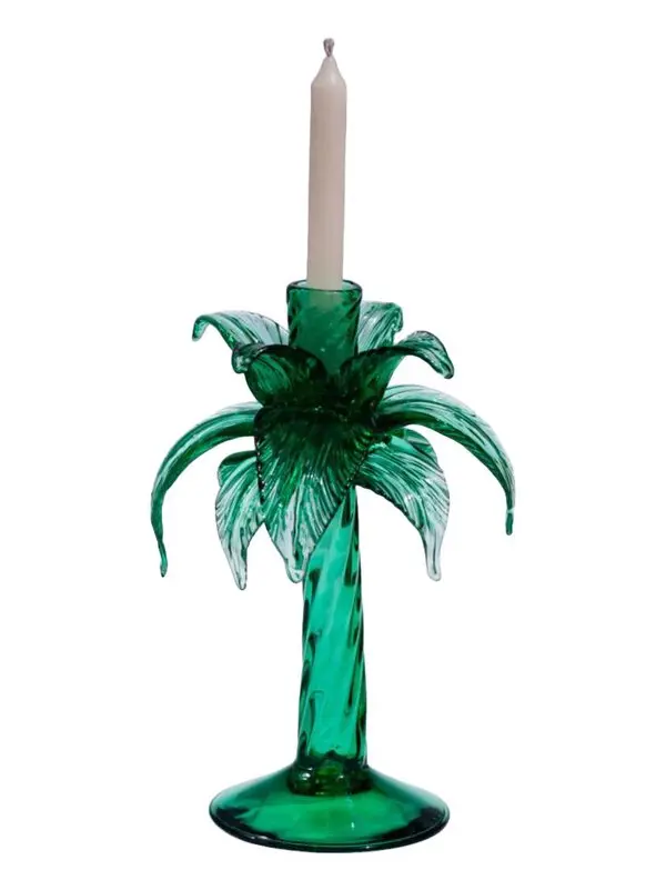 GORDIOLA Palm Tree Glass Candelabra - Green