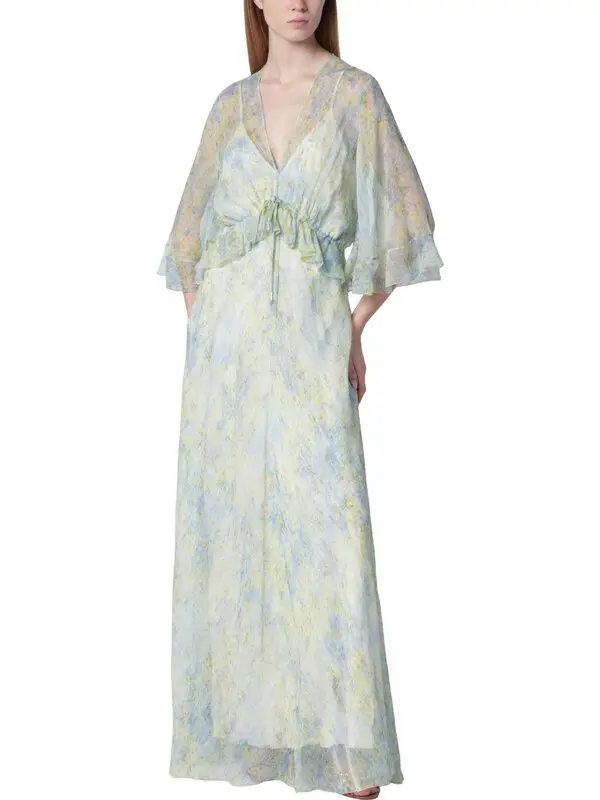 Alberta Ferretti Floral Pattern Long Dress - Yellow