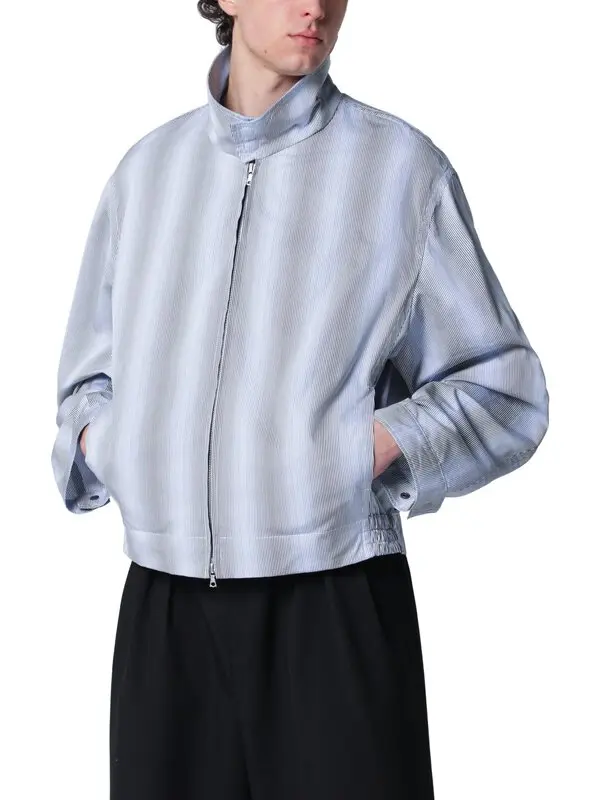 Dries Van Noten Textured Striped Zip Jacket - Blue