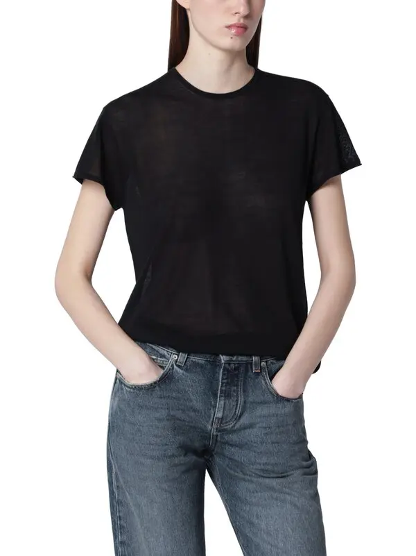 TOTEME Silk Crêpe T-shirt - Black