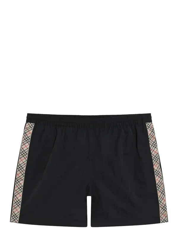 Burberry Slim-fit Swim Shorts With Check Trim - Black