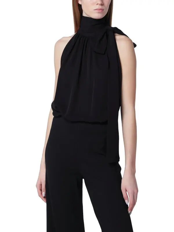 Valentino Garavani Silk Top With Neck Bow - Black