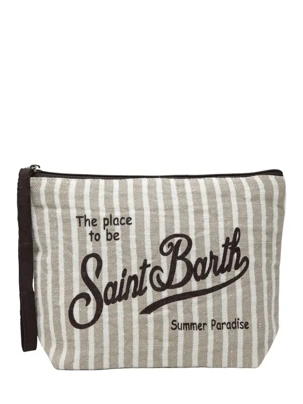 MC2 SAINT BARTH Striped Aline Pouch - Beige