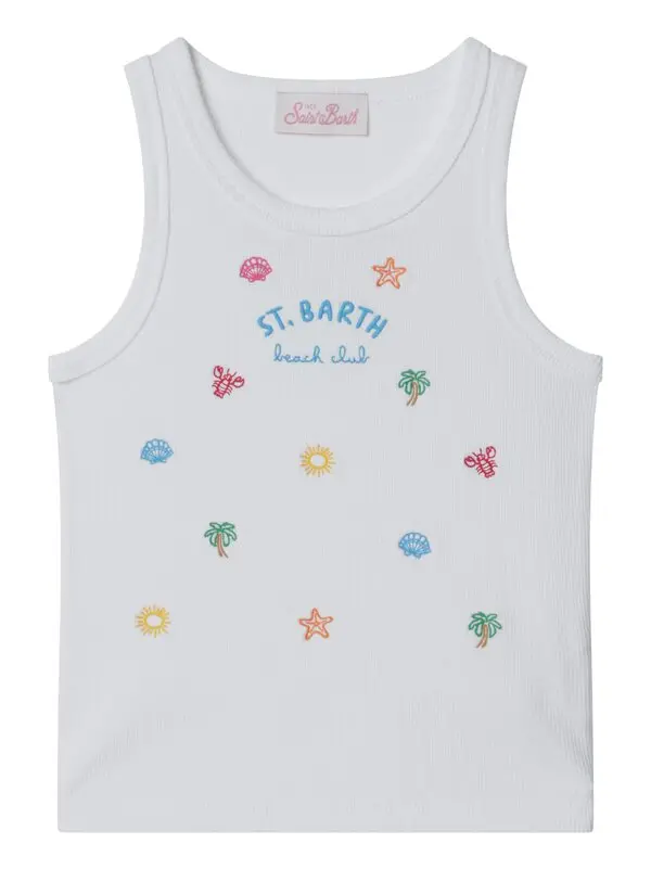 MC2 SAINT BARTH Tank Top With Embroidered Logo - White