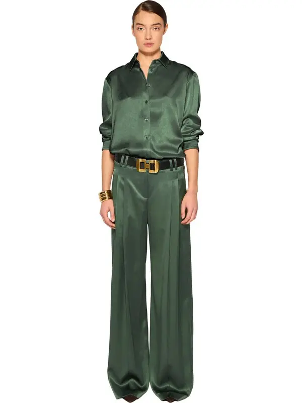 Serena Bute Satin Serena Trouser - Dark Green
