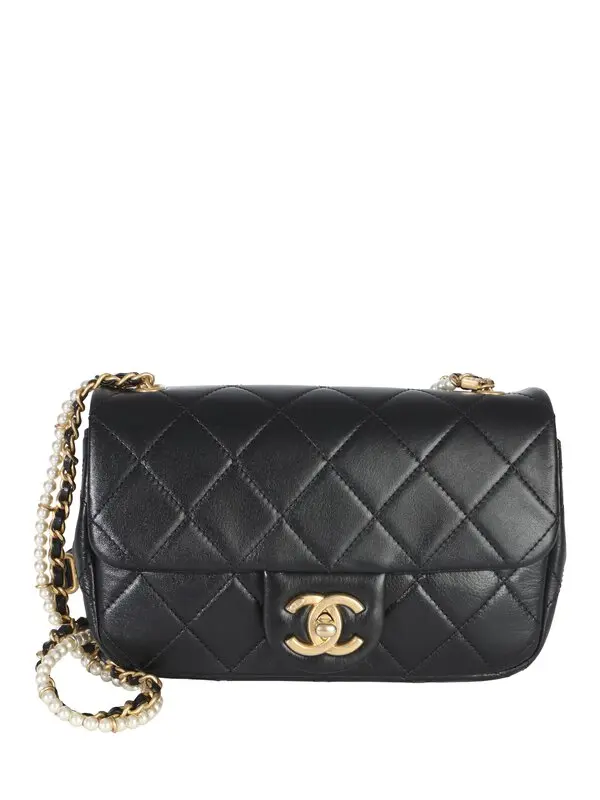 Chanel Quilted Lambskin Flap Bag - Black