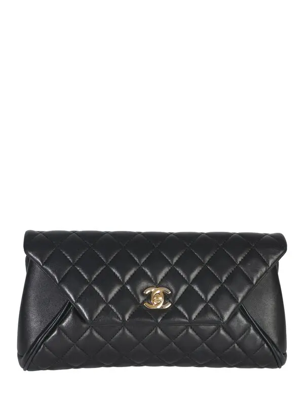 Chanel Quilted Lambskin Clutch - Black