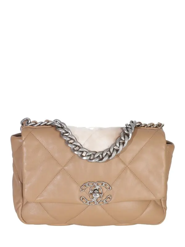 Chanel Lambskin 19 Shoulder Bag - Beige