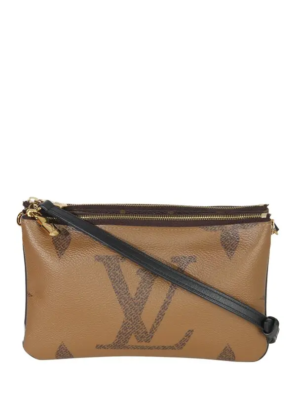 LOUIS VUITTON Reverse Monogram Giant Canvas Double Zip Pochette - Brown
