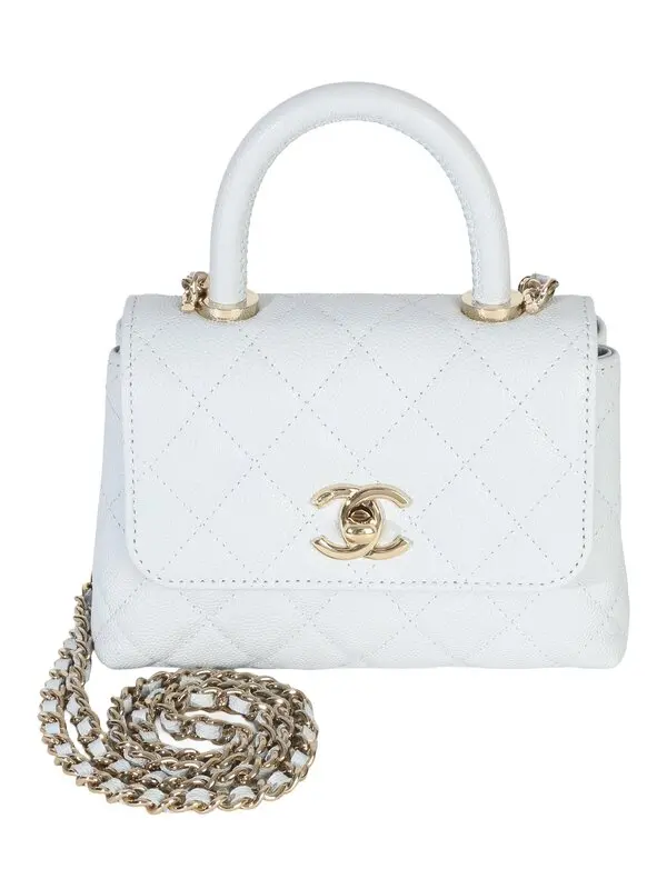 Chanel Coco Handle Clutch With Chain - Blue