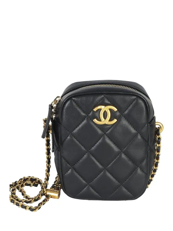 Chanel Quilted Lambskin Chain Camera Case - Black