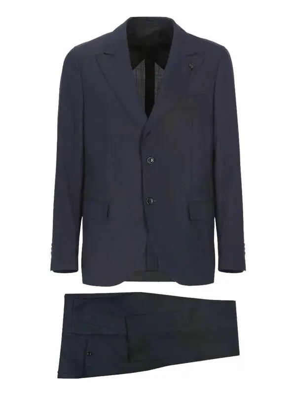 LARDINI Peak-lapel Wool Suit - Blue