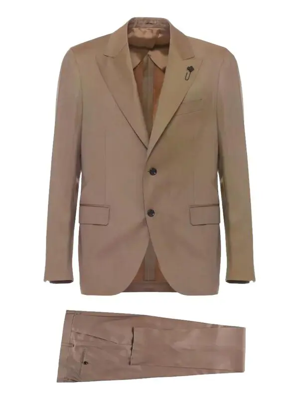 LARDINI Herringbone Wool Suit - Neutrals
