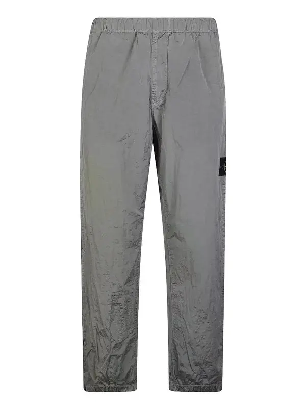 Stone Island Logo-patch Crinkled Trousers - Grey