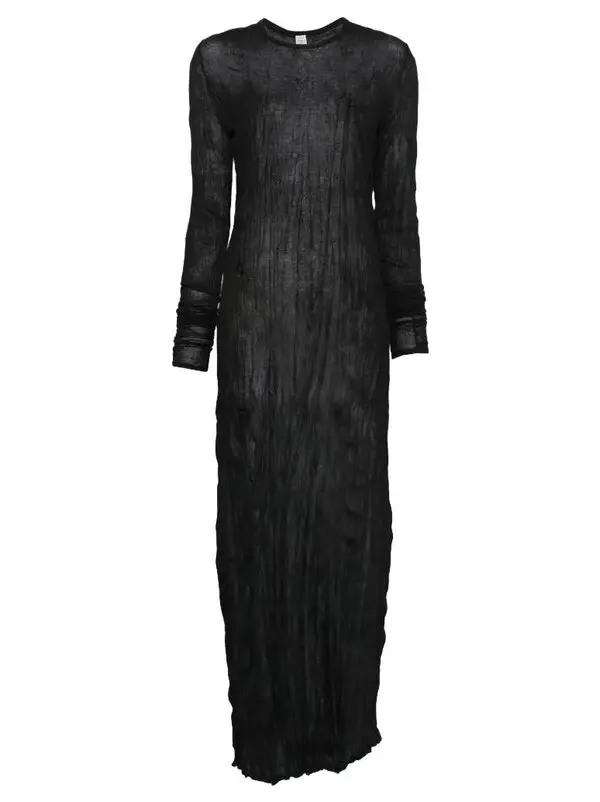 TOTEME Crinkled Long-sleeves Maxi Dress - Black