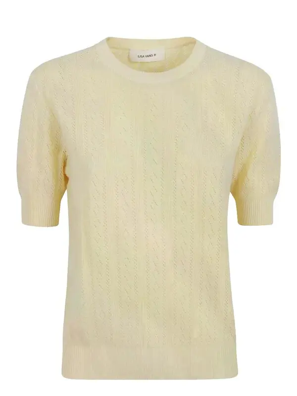 LISA YANG Pointelle Knit Short-sleeve Sweater - Yellow