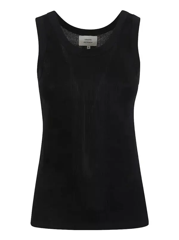 LOULOU Limba Ribbed Top - Black