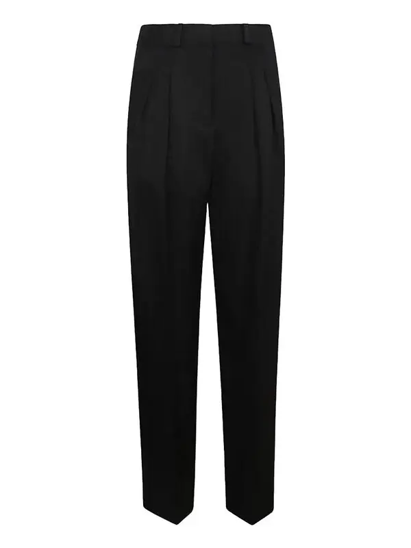LOULOU Pleated Twill Trousers - Black