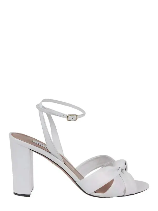 AQUAZZURA Nina Knotted Leather Sandals - White