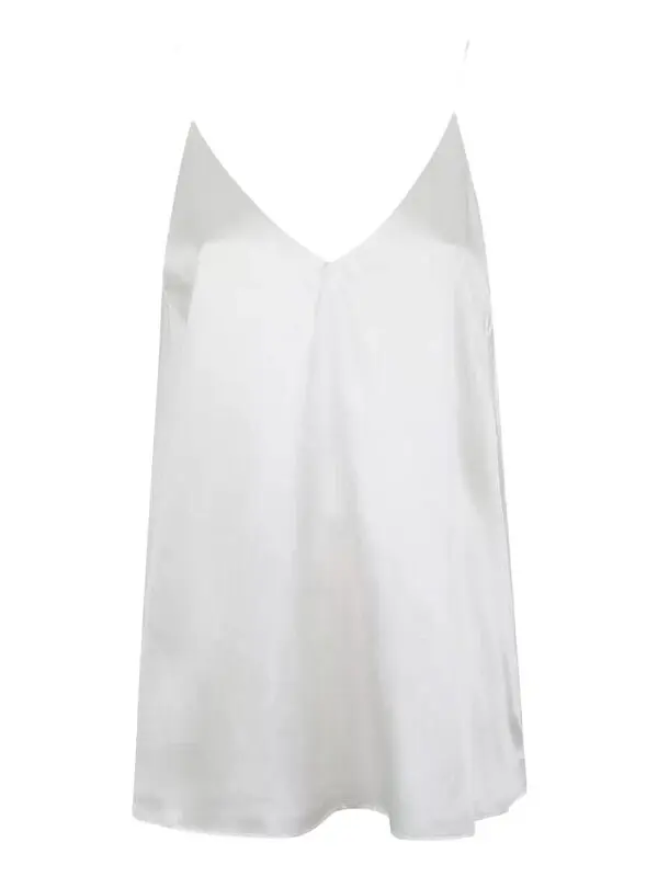 LISA YANG Satin V-neck Top - White