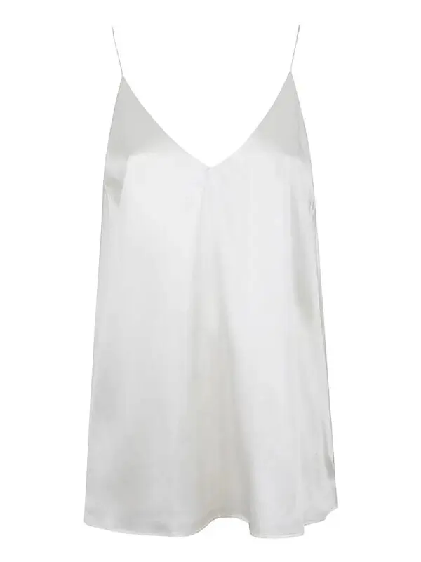LISA YANG Satin V-neck Top - White