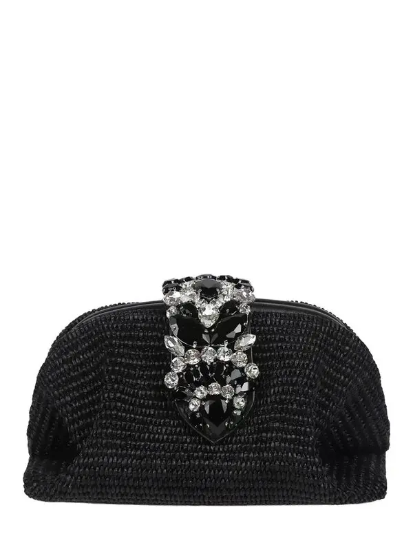 GEDEBE Crystal-embellished Woven Clutch - Black