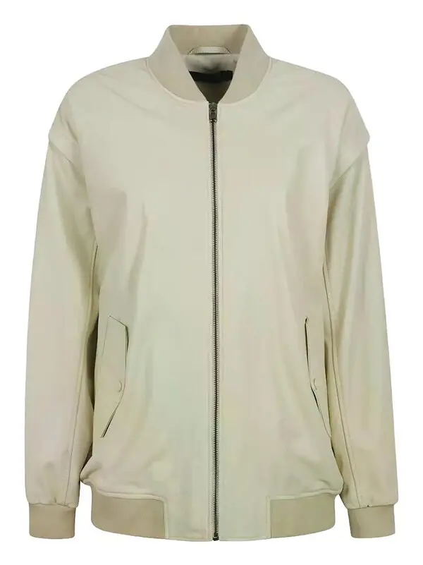 ENES Leather Bomber Jacket - Neutrals