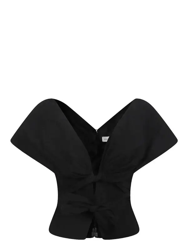 Magda Butrym Knotted V-neck Top - Black