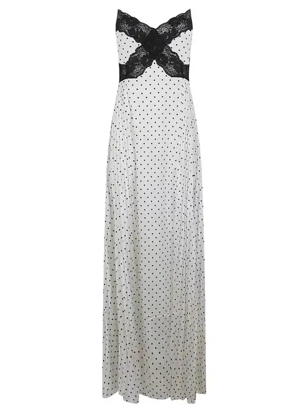 SELF-PORTRAIT Lace-trimmed Polka-dot Dress - White