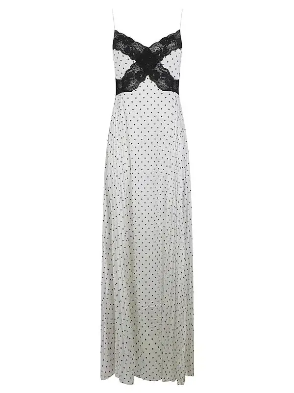 SELF-PORTRAIT Lace-trimmed Polka-dot Dress - White