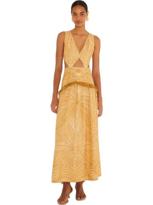 Farm Rio Caramel Usiacuri Cut-out Maxi Dress - Usiacuri Caramel