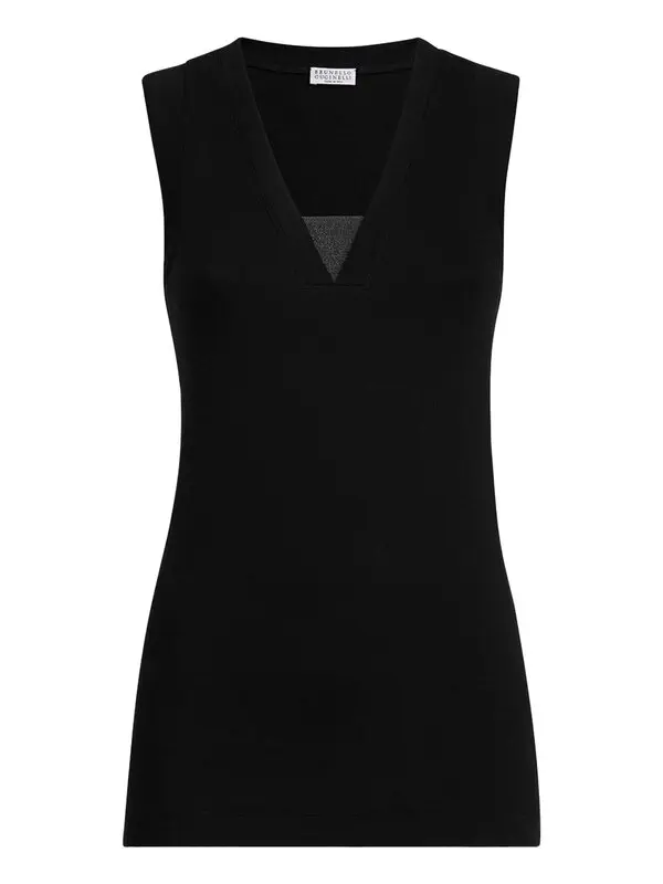 Brunello Cucinelli Embellished Stretch-cotton T-shirt - Black
