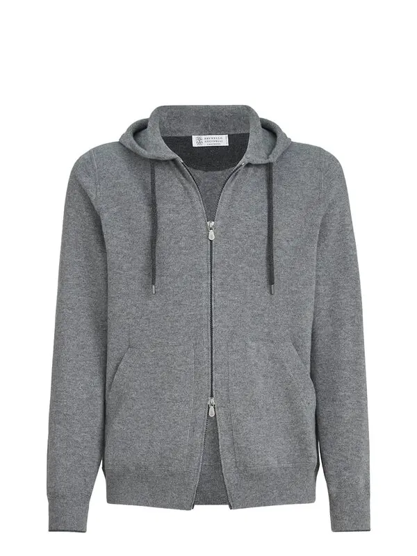 Brunello Cucinelli Cashmere Zip-up Hoodie - Grey