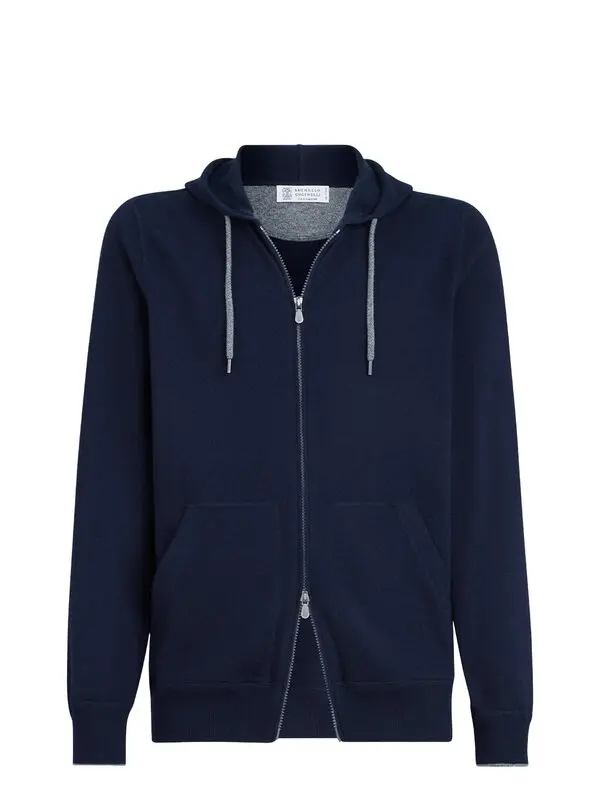 Brunello Cucinelli Cashmere Zip-up Hoodie - Blue
