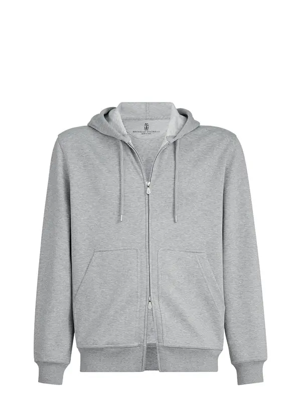 Brunello Cucinelli French Terry Zip-up Hoodie - Grey