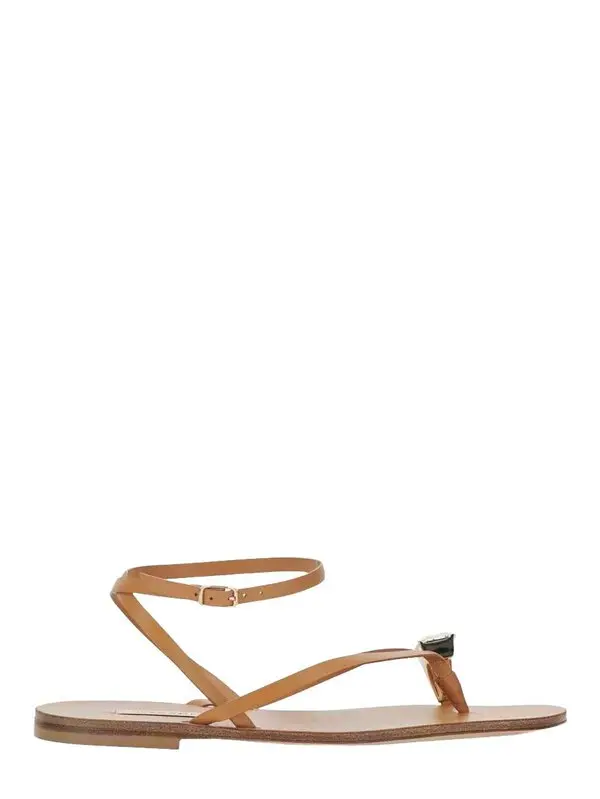 Casadei Crystal-embellished Leather Flat Sandals - Neutrals