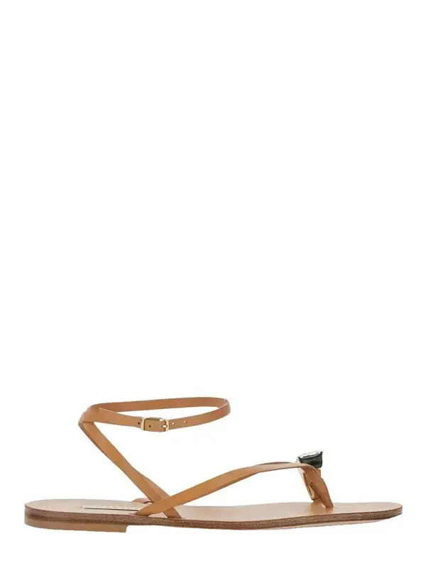 Casadei Crystal-embellished Leather Flat Sandals - Neutrals