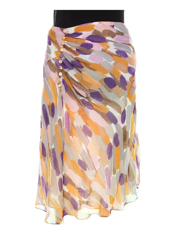 Escada Printed Silk Midi Skirt - Orange