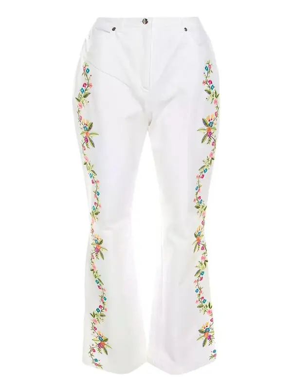 Escada Floral-embroidered Flare Leg Trousers - White
