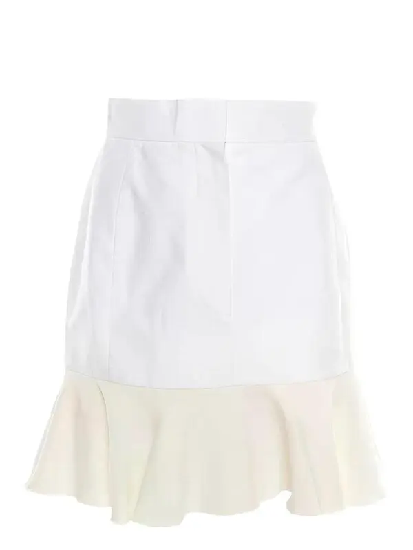 Victoria Beckham Cotton Ruffle-hem Mini Skirt - Neutrals