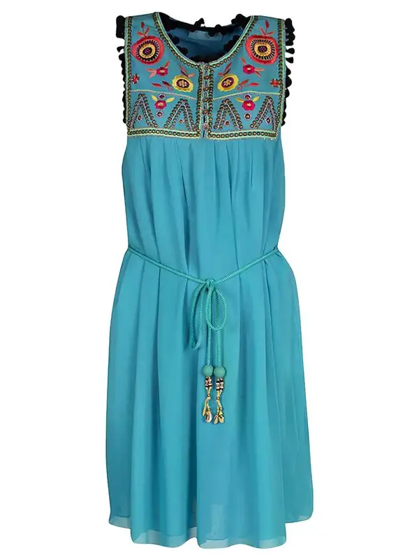 Matthew Williamson Floral-embroidered Dress - Blue