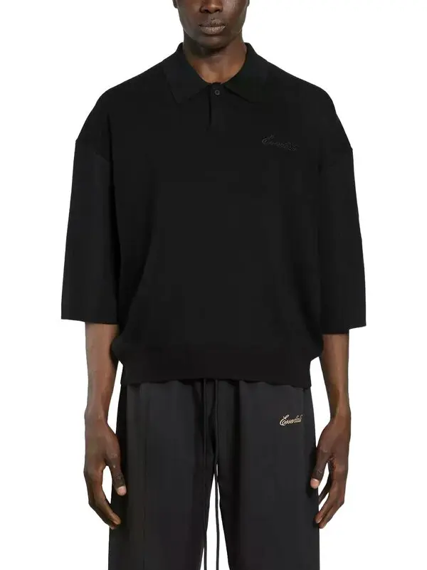 Fear Of God Essentials Logo-embroidered Polo Shirt - Black