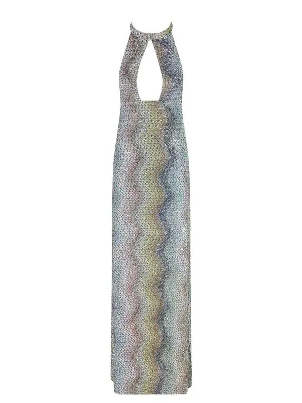 Missoni Cut-out Sequined Lamé Maxi Dress - Grey