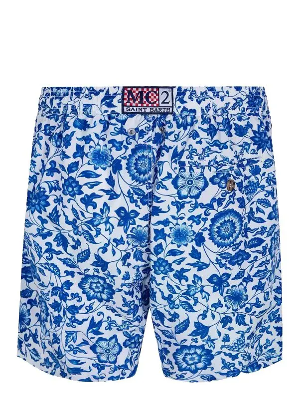 MC2 SAINT BARTH Floral-print Swim Shorts - Blue