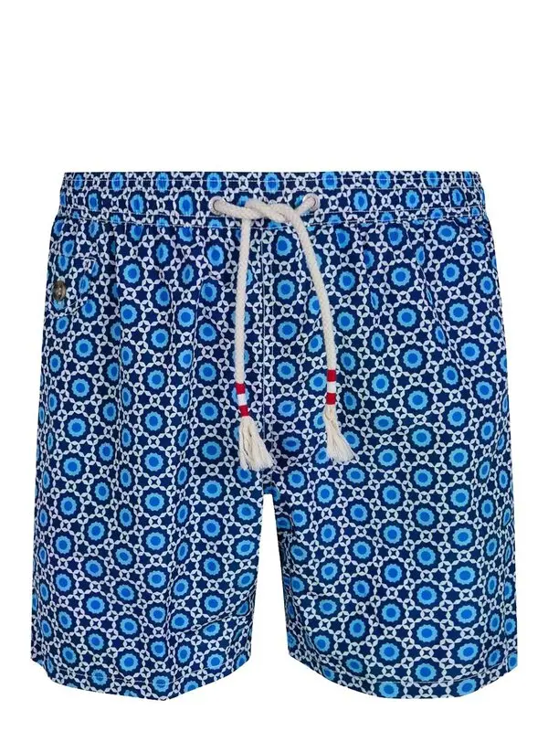 MC2 SAINT BARTH Geometric-print Swim Shorts - Blue