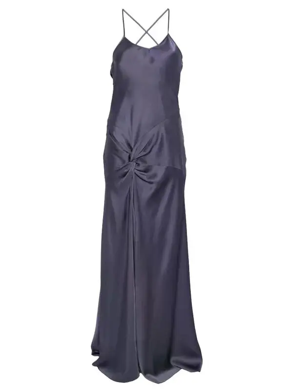 Victoria Beckham Twist-detail Cowl-back Maxi Dress - Blue